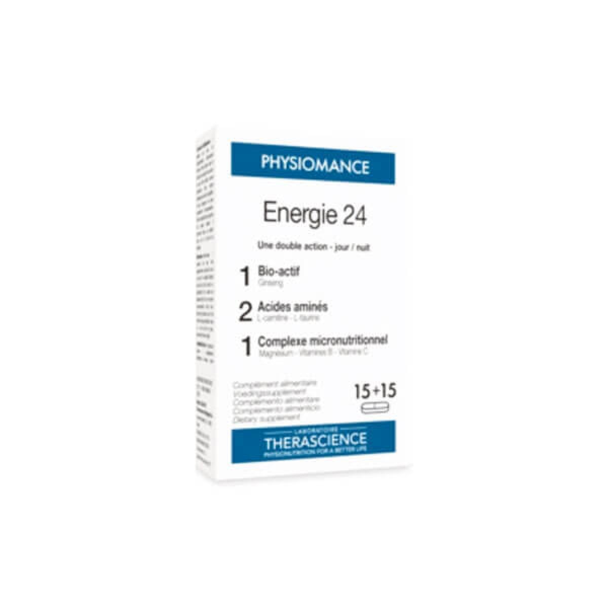 THERASCIENCE Physiomance énergie 24 15 comprimés jour + 15 comprimés ...