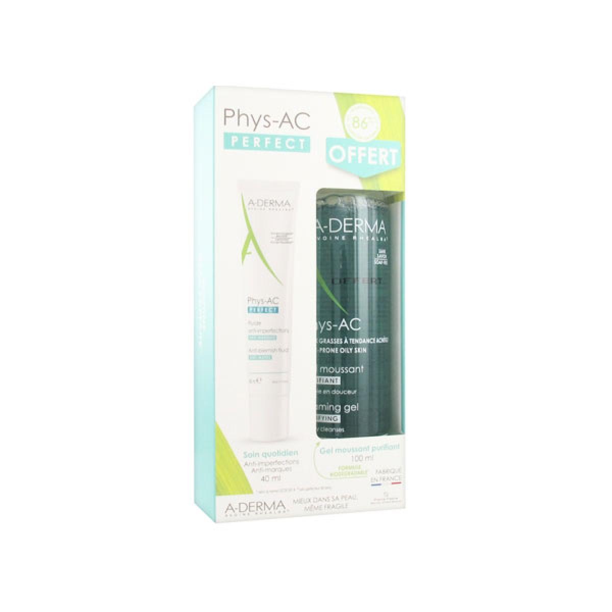 A-DERMA Phys-AC perfect fluide anti-imperfections 40ml + gel moussant ...