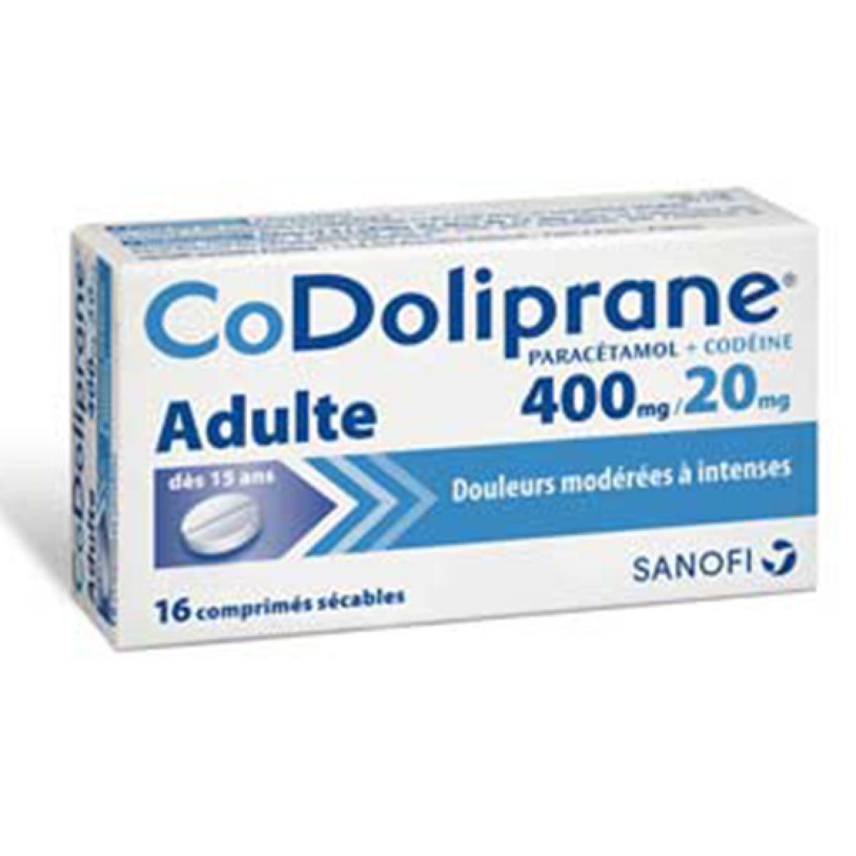 DOLIPRANE Codoliprane adulte 400mg/20mg 16 comprimés sécables sur ...