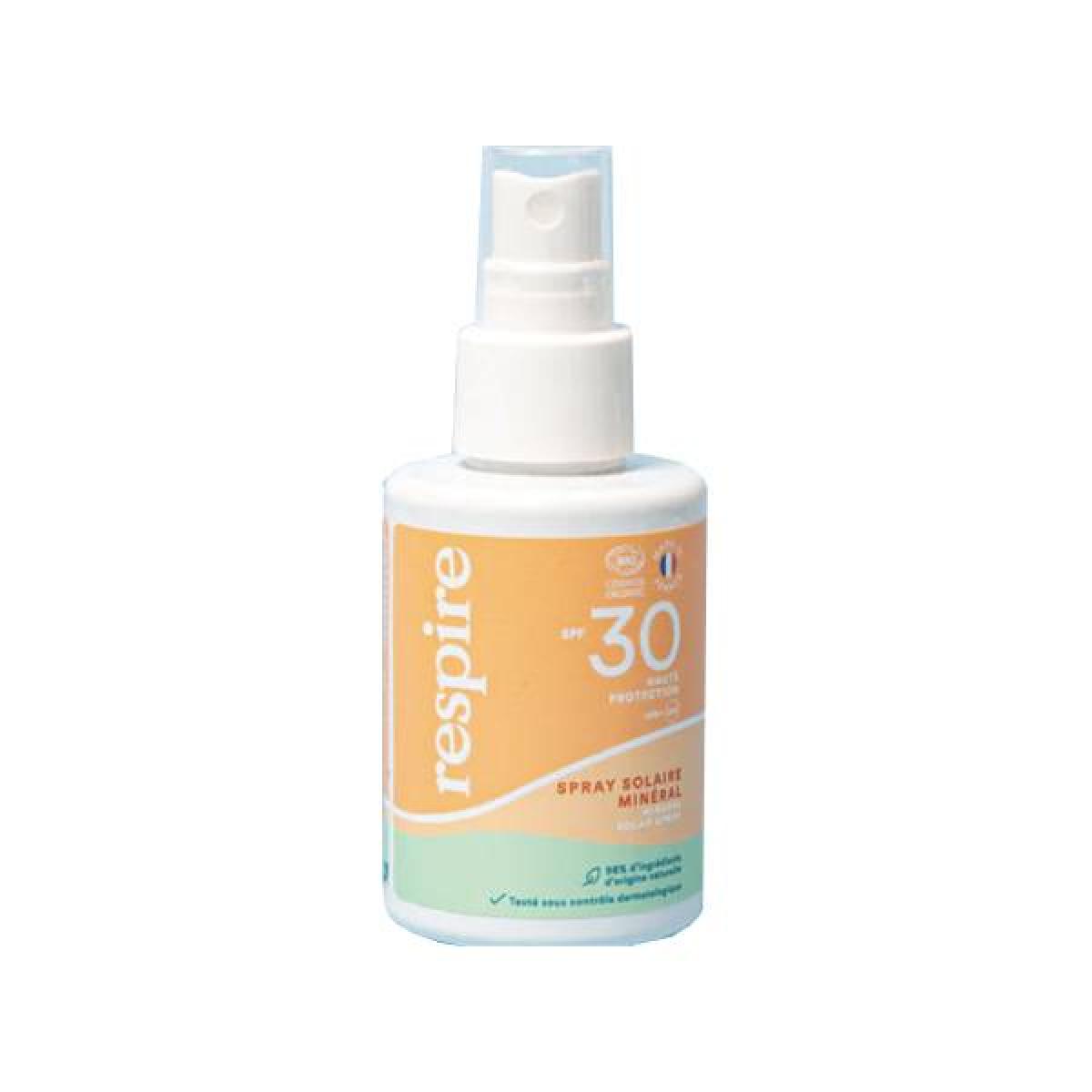RESPIRE Spray solaire minéral bio SPF 30 75ml - Parapharmacie - Pharmarket
