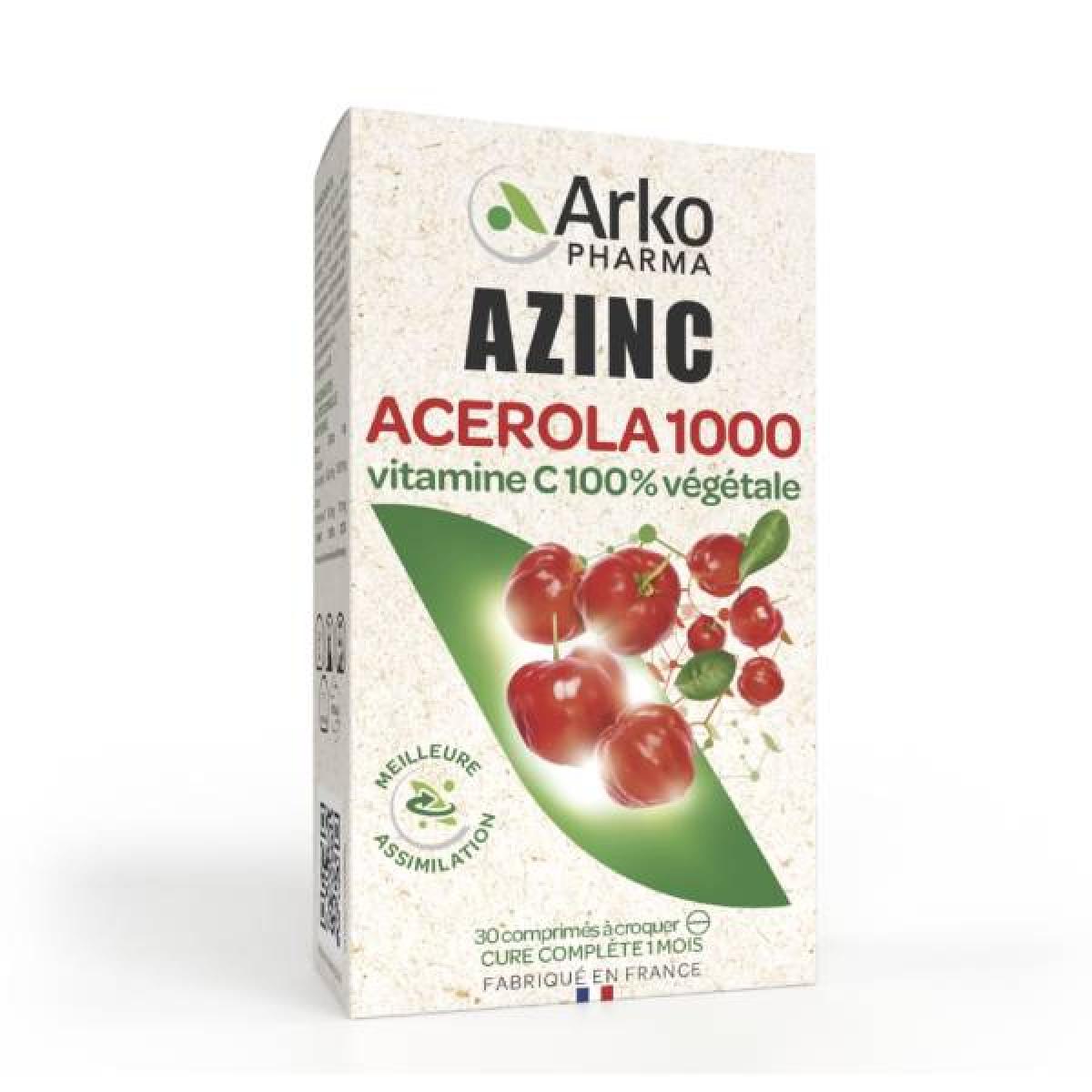 ARKOPHARMA Azinc acérola 1000 bio 30 comprimés à croquer ...