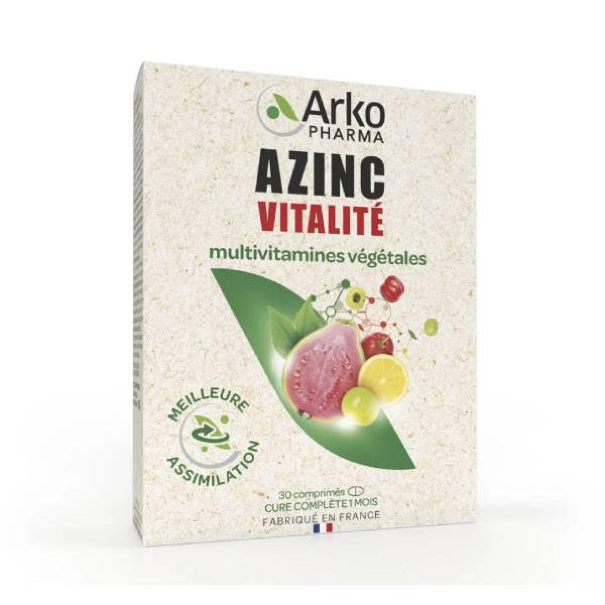 ARKOPHARMA Azinc vitalité multivitamines végétales 30 comprimés ...
