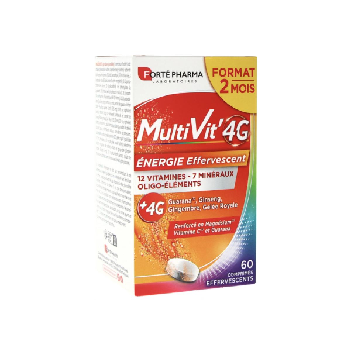 FORTÉ PHARMA MultiVit'4G énergie 60 comprimés effervescents ...