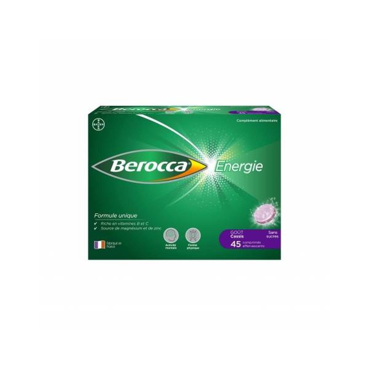 BAYER Berocca énergie goût cassis 45 comprimés effervescents ...