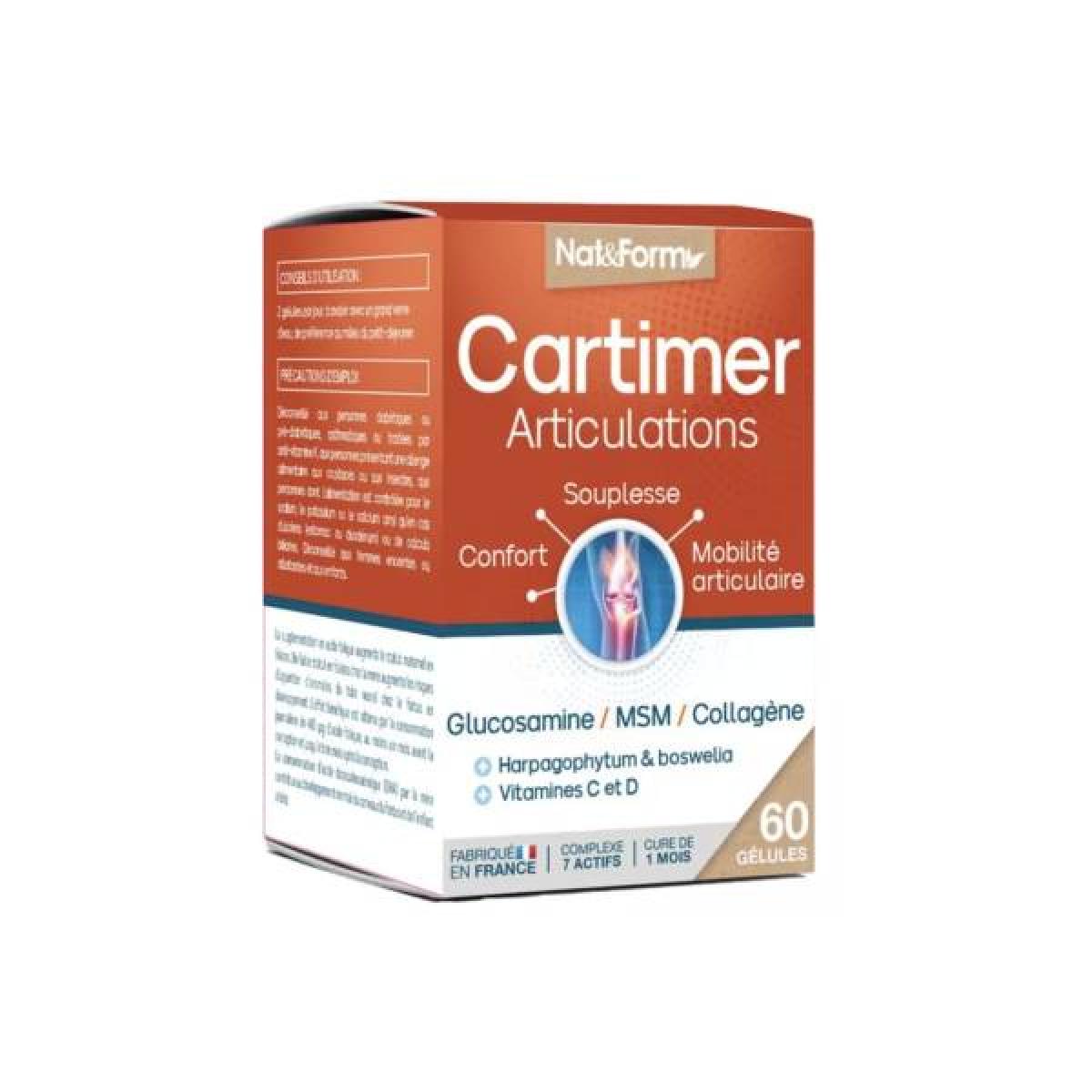 NAT & FORM Cartimer articulations 60 gélules - Parapharmacie - Pharmarket