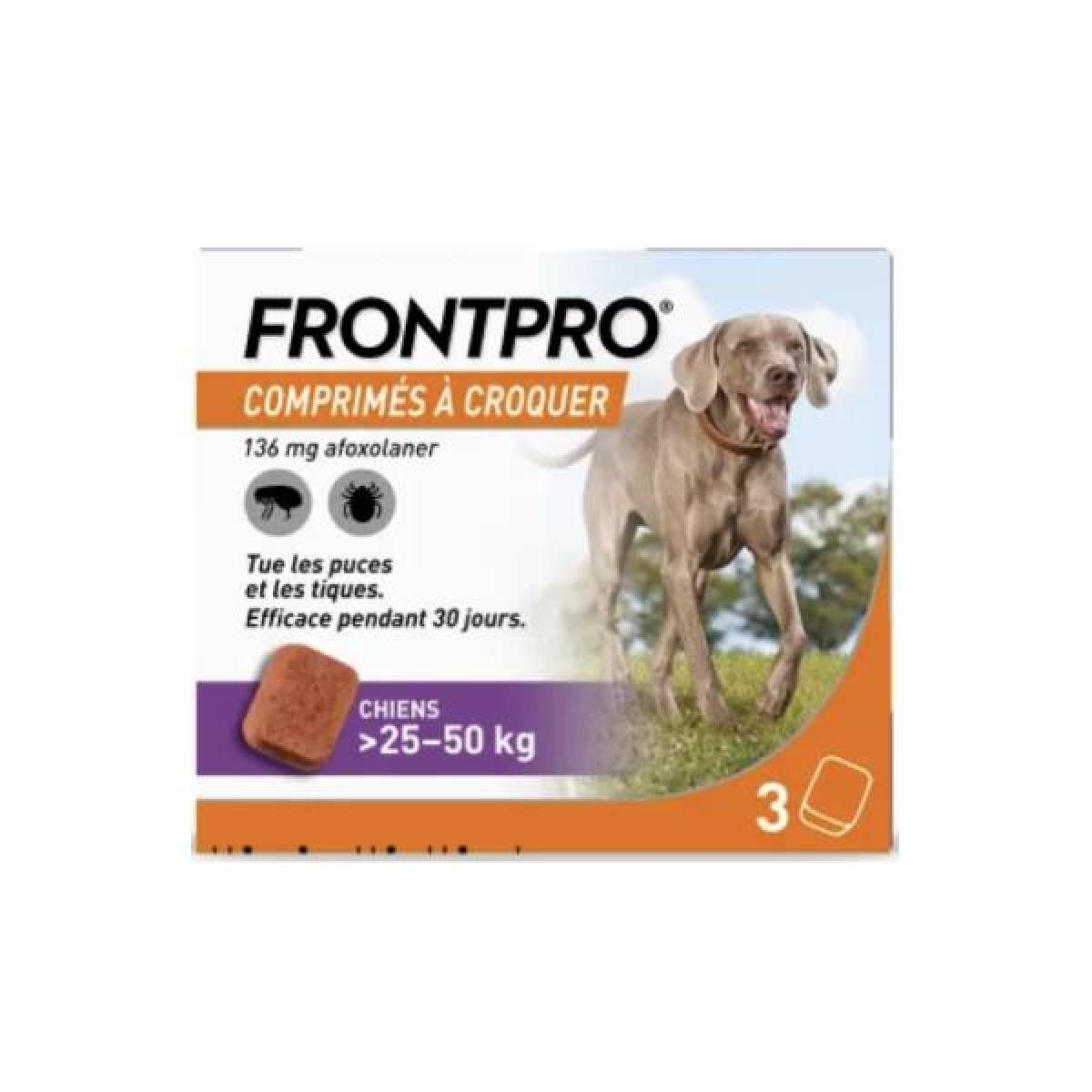 FRONTLINE Frontpro 25-50kg 3 comprimés antiparasitaires - Parapharmacie ...