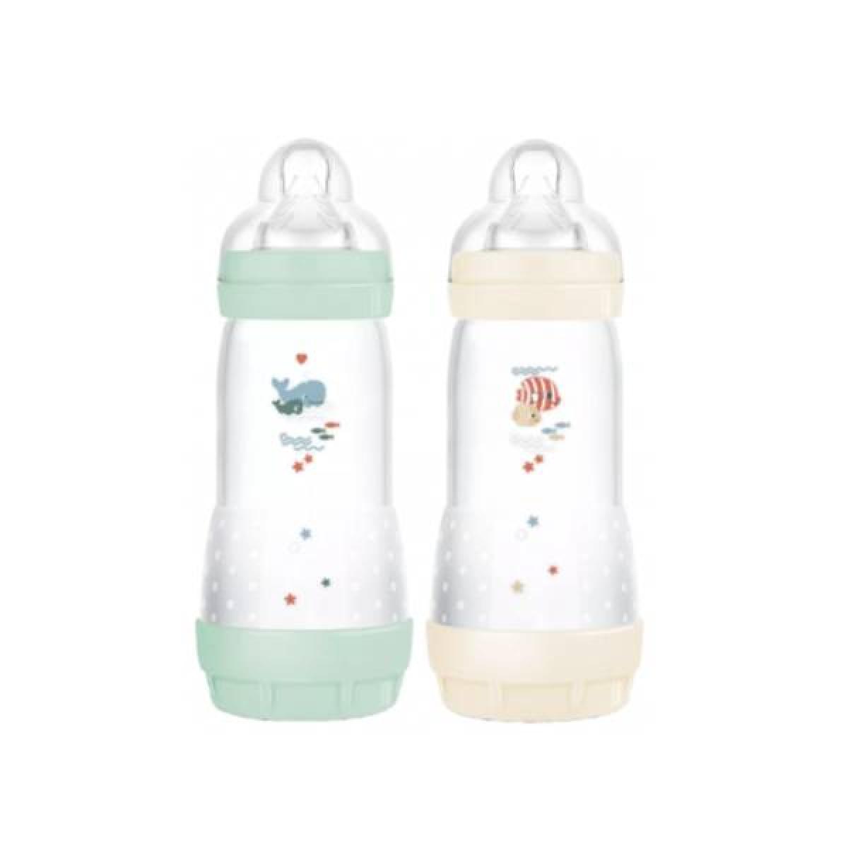 MAM 2 biberons easy start débit 3 vert jaune 4 mois et + 320ml ...