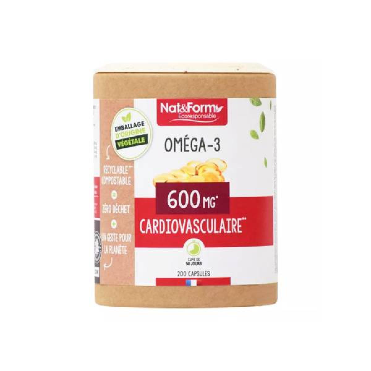 NAT & FORM Oméga-3 600mg cardiovasculaire 200 capsules - Parapharmacie ...