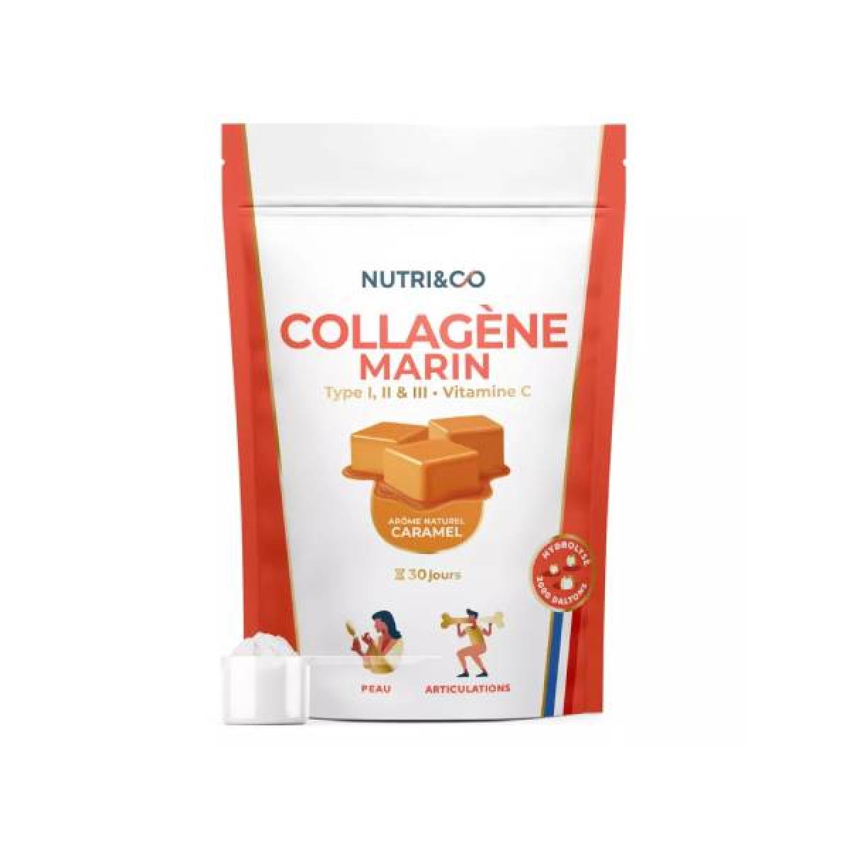 NUTRI & CO Collagène marin type I, II et III vitamine C goût caramel ...