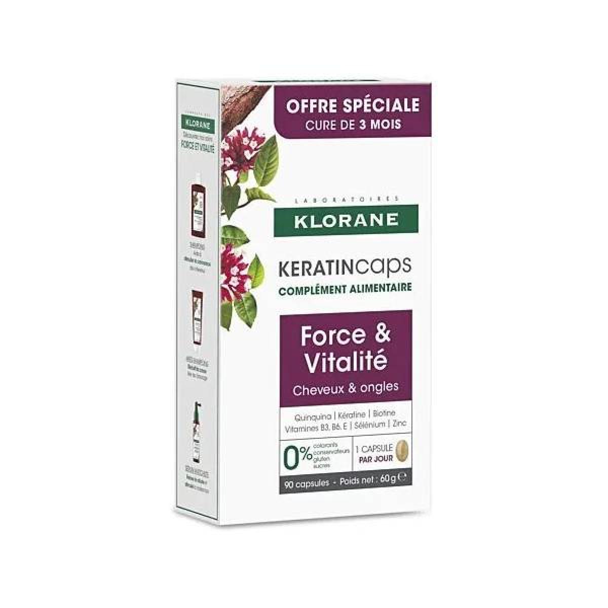 KLORANE Keratincaps force et vitalité 90 capsules - Parapharmacie ...