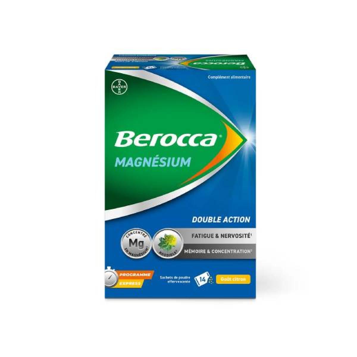 BAYER Berocca magnésium 14 sachets - Parapharmacie - Pharmarket