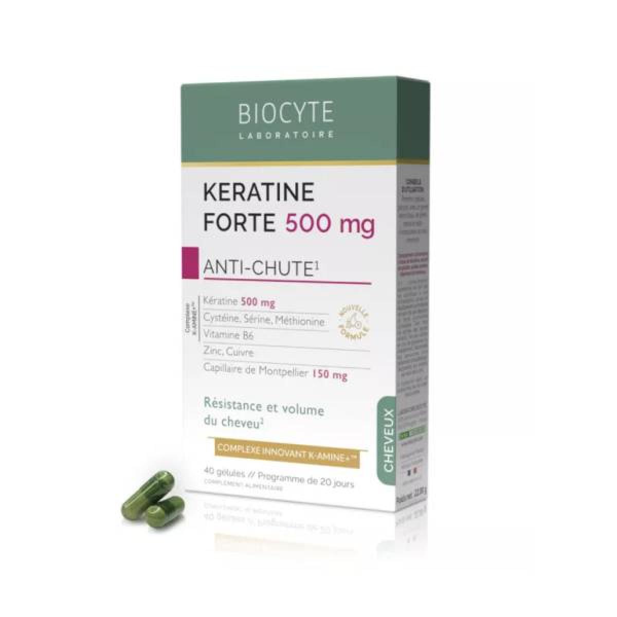 BIOCYTE Keratine forte 500mg anti-chute 40 gélules - Parapharmacie ...