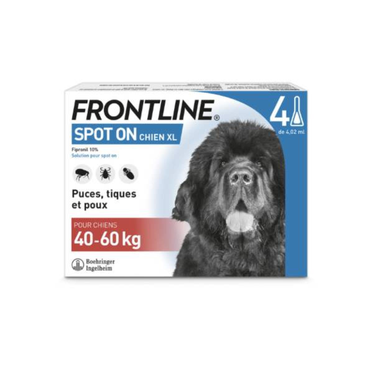 FRONTLINE Spot-on chien XL 40-60kg 3 pipettes - Parapharmacie - Pharmarket
