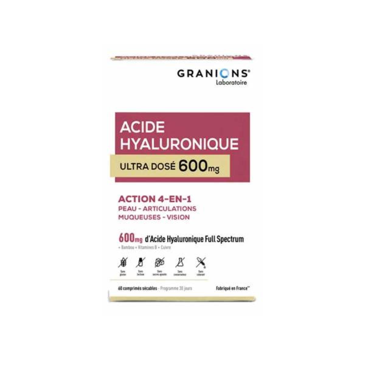GRANIONS Acide hyaluronique 600mg 60 comprimés - Parapharmacie - Pharmarket