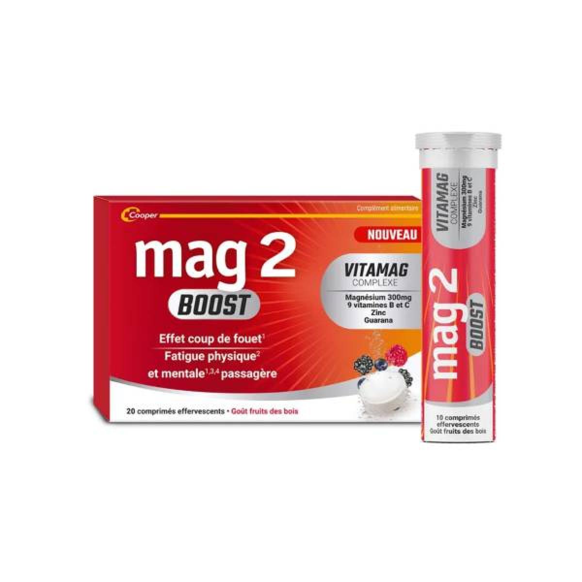 COOPER Mag 2 boost goût fruits rouges 20 comprimés effervescents ...