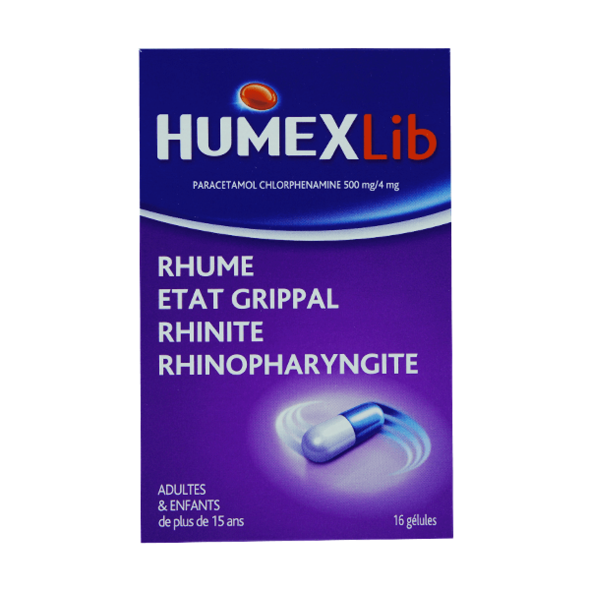 HUMEX Humexlib paracetamol chlorphenamine 500mg/4mg 16 gélules ...