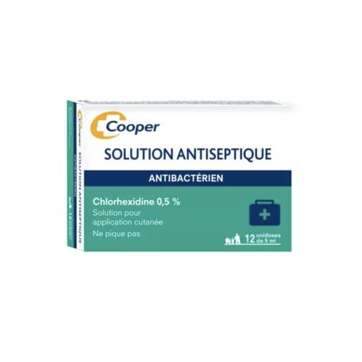 COOPER Solution antiseptique chlorhexidine 0.5% 12x5ml - Parapharmacie ...